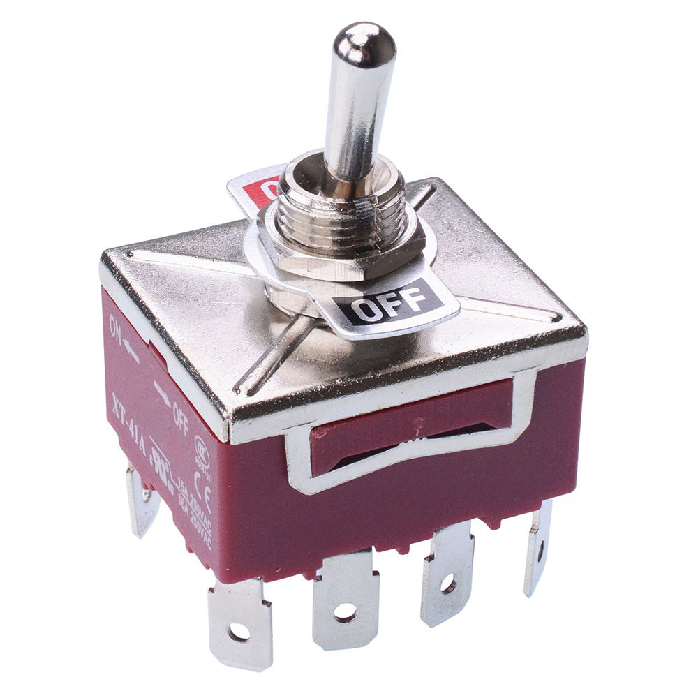 On-Off Toggle Switch 250 VAC 15A 4PST 12mm